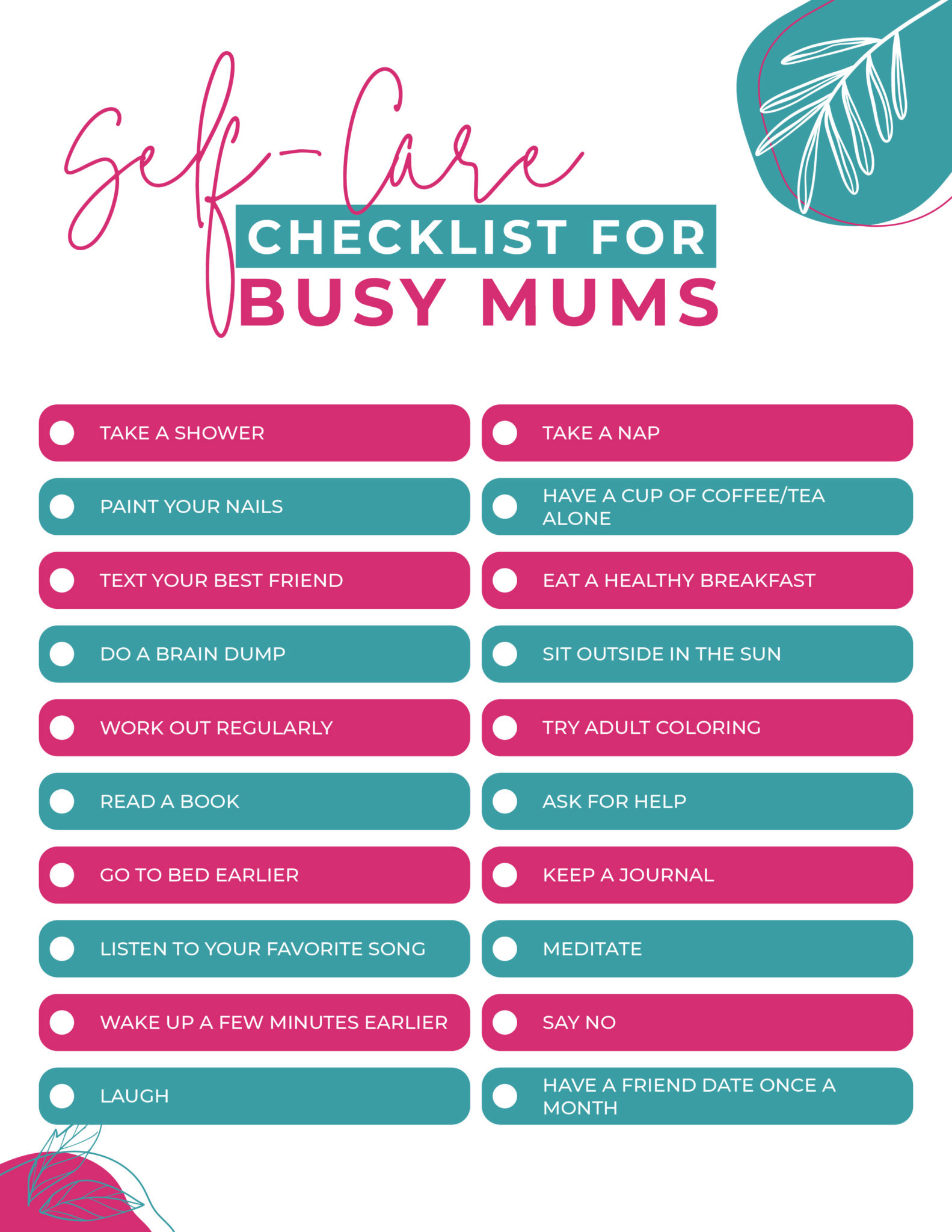 Self-Care Checklist for Busy Mums - Norfolk Family Life