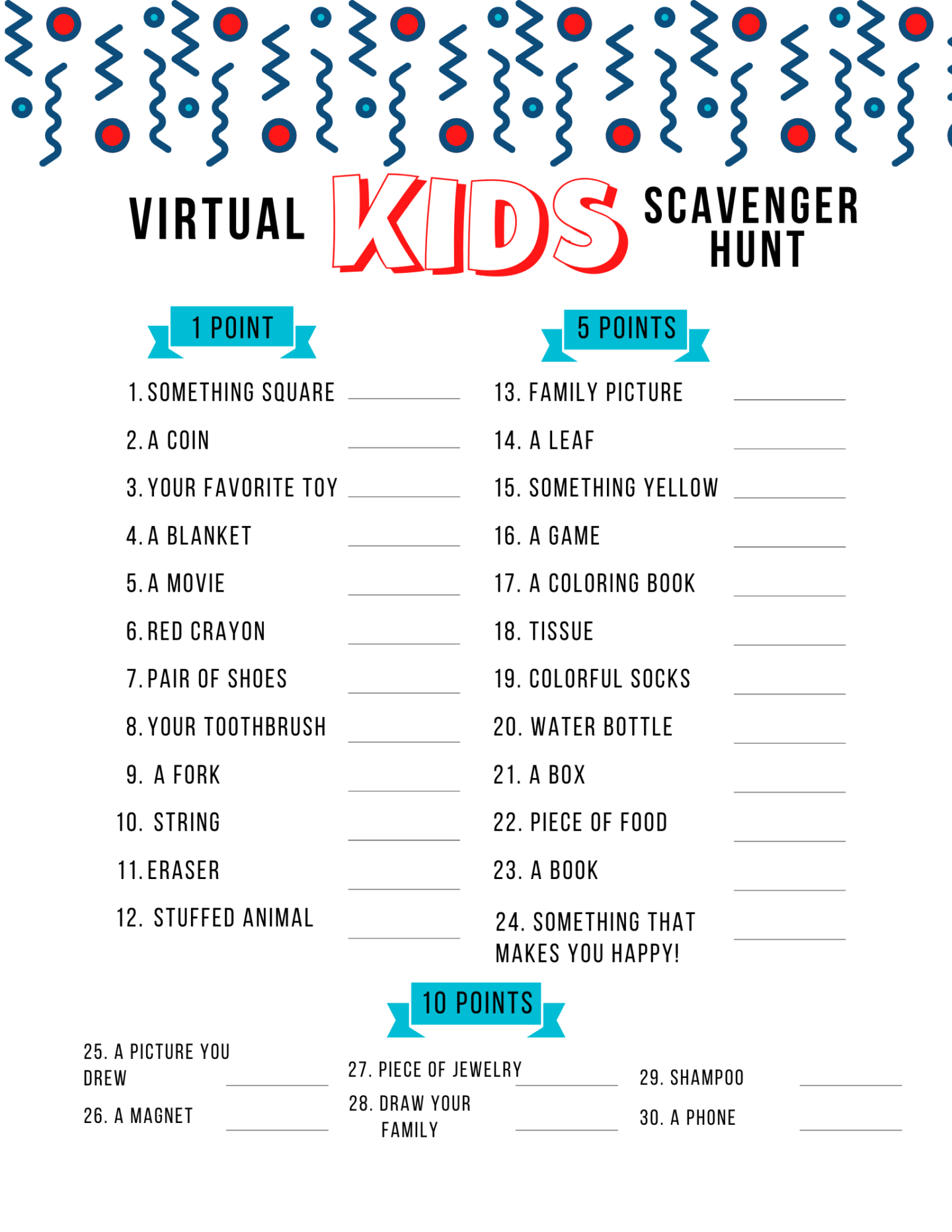2020 Virtual Scavenger Hunt For Families and One For The Kids too